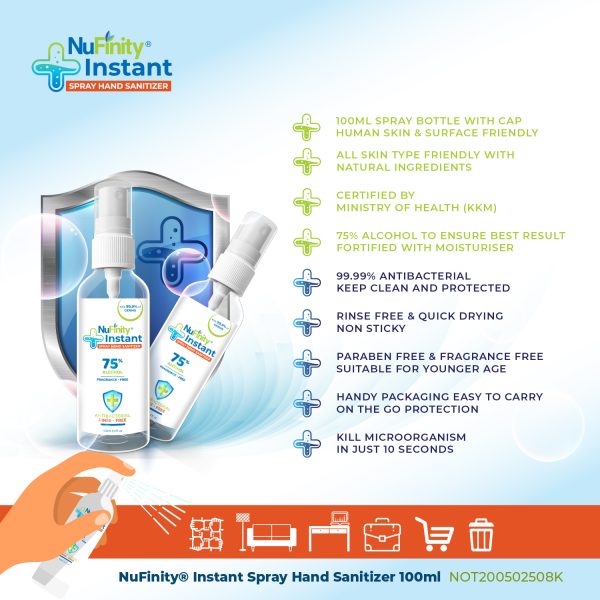 NuFinity® Instant Sanitizer Spray 100ml - ABE - Your Wellness Hub